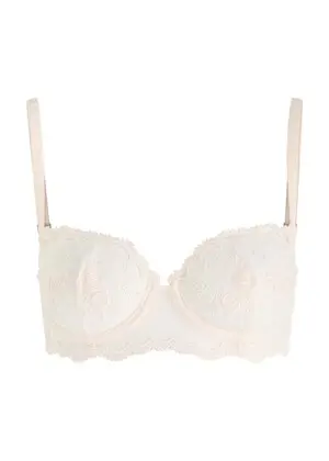 Simone Perele Intrigue Embroidered Tulle Underwired Bra - Light Pink