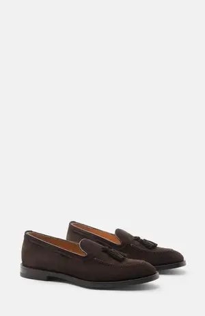 SCAROSSO William Tassel Loafers - Brown - Suede
