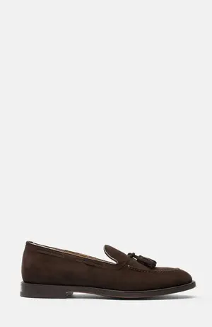 SCAROSSO William Tassel Loafers - Brown - Suede