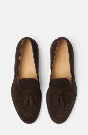 SCAROSSO William Tassel Loafers - Brown - Suede