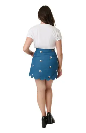 Unique Vintage Scallop Hem Mini Skirt