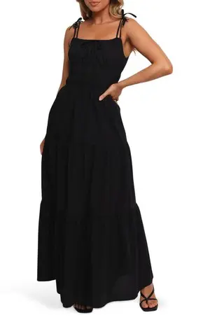 Women's Shirred Maxi Dress with Open Back