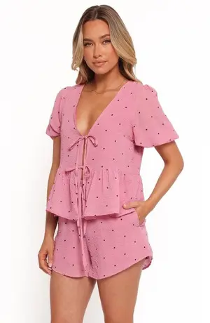 PETAL & PUP Nala Polka Dot Drawstring Shorts