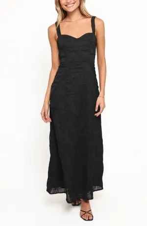 PETAL & PUP Petal & Pup Beryl Floral Embroidered Maxi Sundress Black