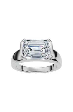 BLISS DIAMOND 3ct East West Emerald Lab Grown Diamond Solitaire Ring - 14k White Gold