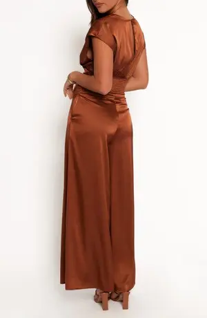 PETAL & PUP Cassie Satin Short Sleeve Top & Wide Leg Pants Set
