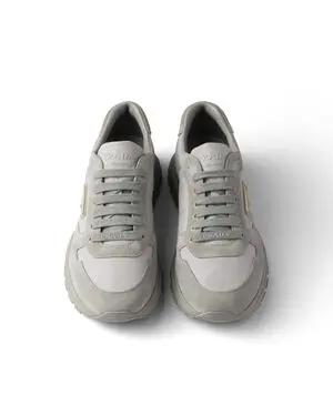 Prada Prax 2.0 Re-nylon And Suede Sneakers - Grey