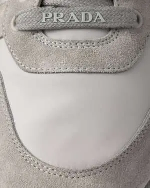 Prada Prax 2.0 Re-nylon And Suede Sneakers - Grey