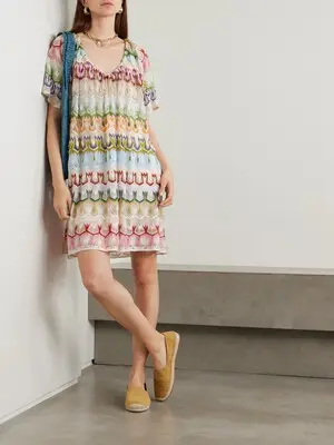 Missoni Striped Crochet-knit Mini Dress