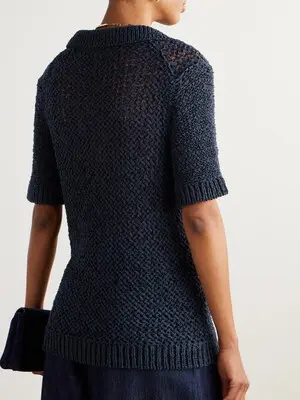LIBEROWE Open-knit Organic Cotton-blend Polo Shirt