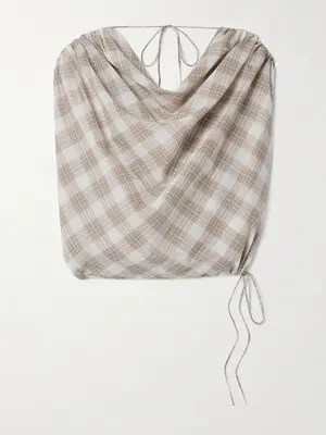 KALLMEYER KALLMEYER Naia Draped Checked Voile Top Brown