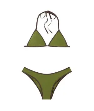 Faithfull The Brand Ania Two-tone Recycled Triangle Bikini - Green