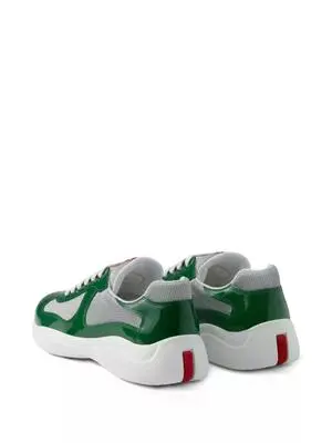 Prada Patent Leather And Technical Fabric America's Cup Sneakers - Green