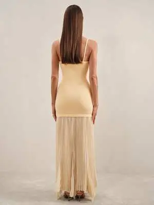 REISS Milana Pleated Ribbed Midi Dress