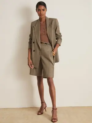 REISS Lina Atelier Double-breasted Suit Jacket With Linen
