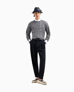 Giorgio Armani Crew-neck Jumper In A Viscose And Cotton Jacquard