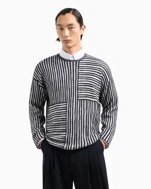 Giorgio Armani Crew-neck Jumper In A Viscose And Cotton Jacquard