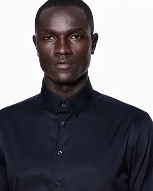 Giorgio Armani Luxury Cotton Twill Shirt - Black