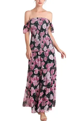 KIMI + KAI Acey Smocked Maternity Maxi Dress - Multicolored