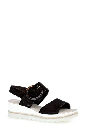 Gabor Strappy Wedge Sandal - Black