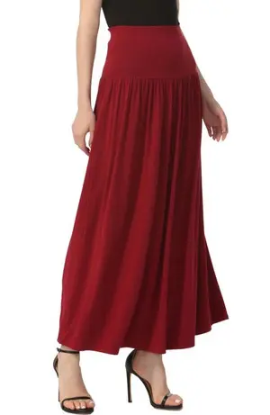KIMI + KAI Tiered Maxi Skirt - Wine