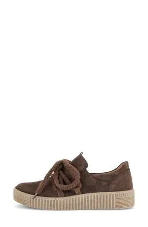Gabor Dora Platform Sneaker With Bow Detailing - Cacao