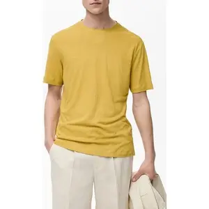 Mango Slim Fit Linen Blend T-shirt Curry