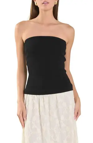 Endless Rose Strapless Knit Top - Black