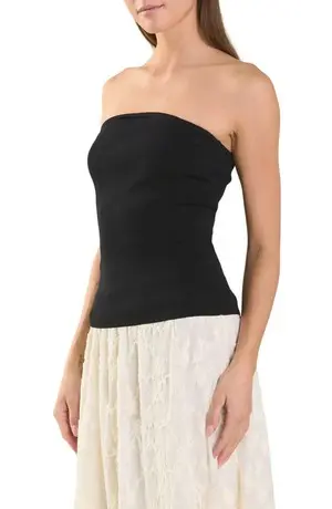 Endless Rose Strapless Knit Top - Black