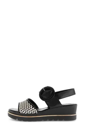 Gabor Strappy Slingback Wedge Sandal - Black