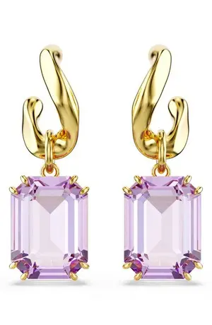 SWAROVSKI Millenia Emerald Cut Crystal Drop Earrings - Purple