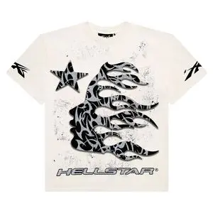 HELLSTAR Thorn Glitter T-shirt 'white - Cream