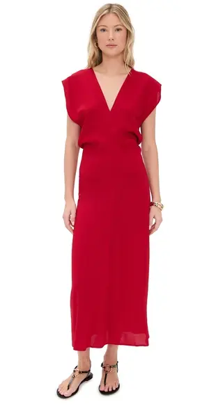 ST. AGNI Plunge Drape Maxi Dress