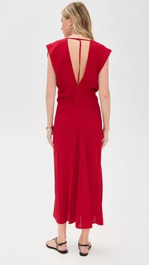 ST. AGNI Plunge Drape Maxi Dress