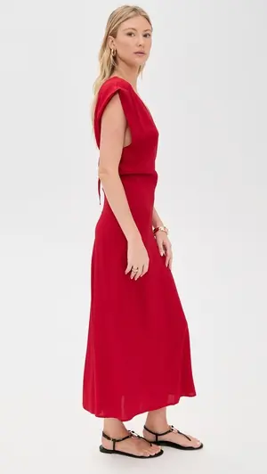 ST. AGNI Plunge Drape Maxi Dress