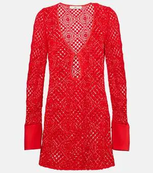 SIR. Rayure Crochet Minidress - Red