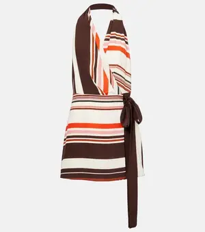 SIR. Thistle Striped Silk Satin Minidress - Multicoloured