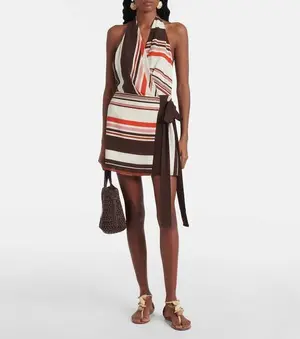 SIR. Thistle Striped Silk Satin Minidress