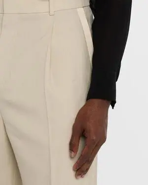Saint Laurent Apos;s Pleated Tuxedo Pants - Camel
