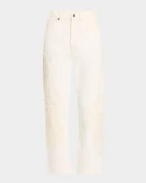 FRAME The Crochet Vertical Cropped Jeans - Au Natural Clean