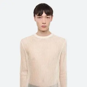 Helmut Lang Spaced Sheer Crewneck Top - Ivory