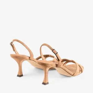 JIMMY CHOO Elsy 70 Suede Crossover Slingback Sandal - Toffee