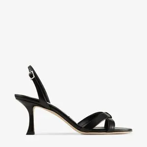 JIMMY CHOO Elsy 70 Nappa Leather Crossover Slingbacks - Black