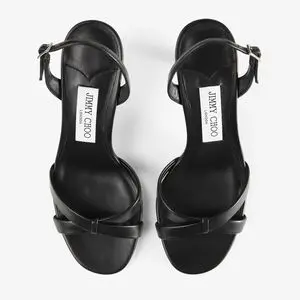 JIMMY CHOO Elsy 70 Nappa Leather Crossover Slingbacks - Black