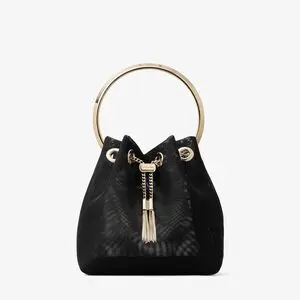 JIMMY CHOO Bon Bon Mesh Bucket Bag - Black