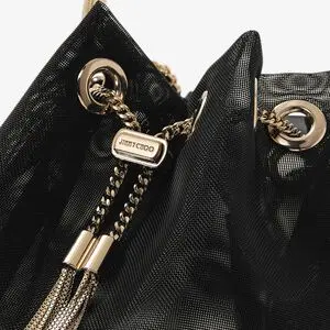 JIMMY CHOO Bon Bon Mesh Bucket Bag - Black