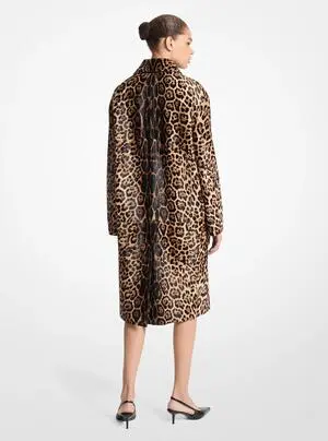 Michael Kors Jaguar Print Calf Hair Balmacaan