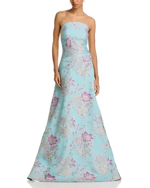 Women's Floral Print Organza Gowns