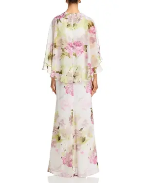 Rickie Freeman For Teri Jon Chiffon Floral Gown