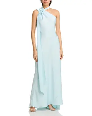 Aqua Long Scarf Bias Cut Gown